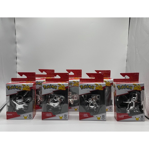 Pokemon | Toys | Pokemon 25th Anniversary Silver Figures Pikachu ...